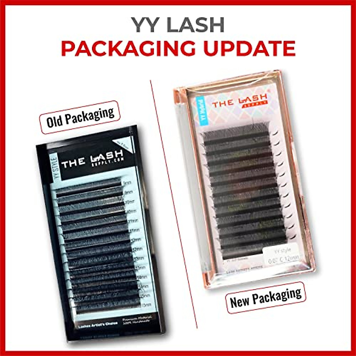 THE LASH SUPPLY YY Hybrid Eyelash Extension Professional Supplies, C/D Curl, 9-15mm Length, 0.07 Thickness, Matte Black Fake Eye Lashes, Soft and Lightweight Lashes Mixed Pack