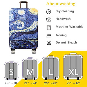 TRAVEL KIN Thickened Luggage Cover ，Washable Travel Gear Cover，18/24/28/32 Inch Suitcase Spandex Protective Cover (XL(29"-32" luggage), Starry Night)