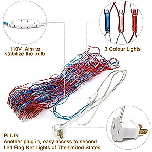 American Flag Lights with 420 Super Bright LEDs,KAZOKU Waterproof Led Flag Net Light of The United States for Yard,Garden Decoration, Festival, Holiday, Party Decoration,Christmas Decorations