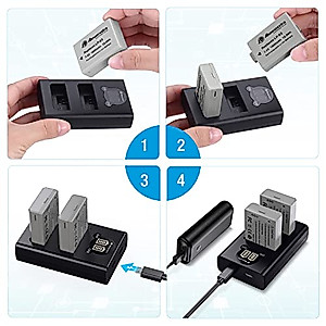 Powerextra LP E5 2 Pack Battery Compatible with Canon LP-E5 Battery and Dual Channel LCD Charger for Canon EOS Rebel XS Rebel T1i Rebel XSi 1000D 500D 450D Kiss X3 Kiss X2 Kiss F