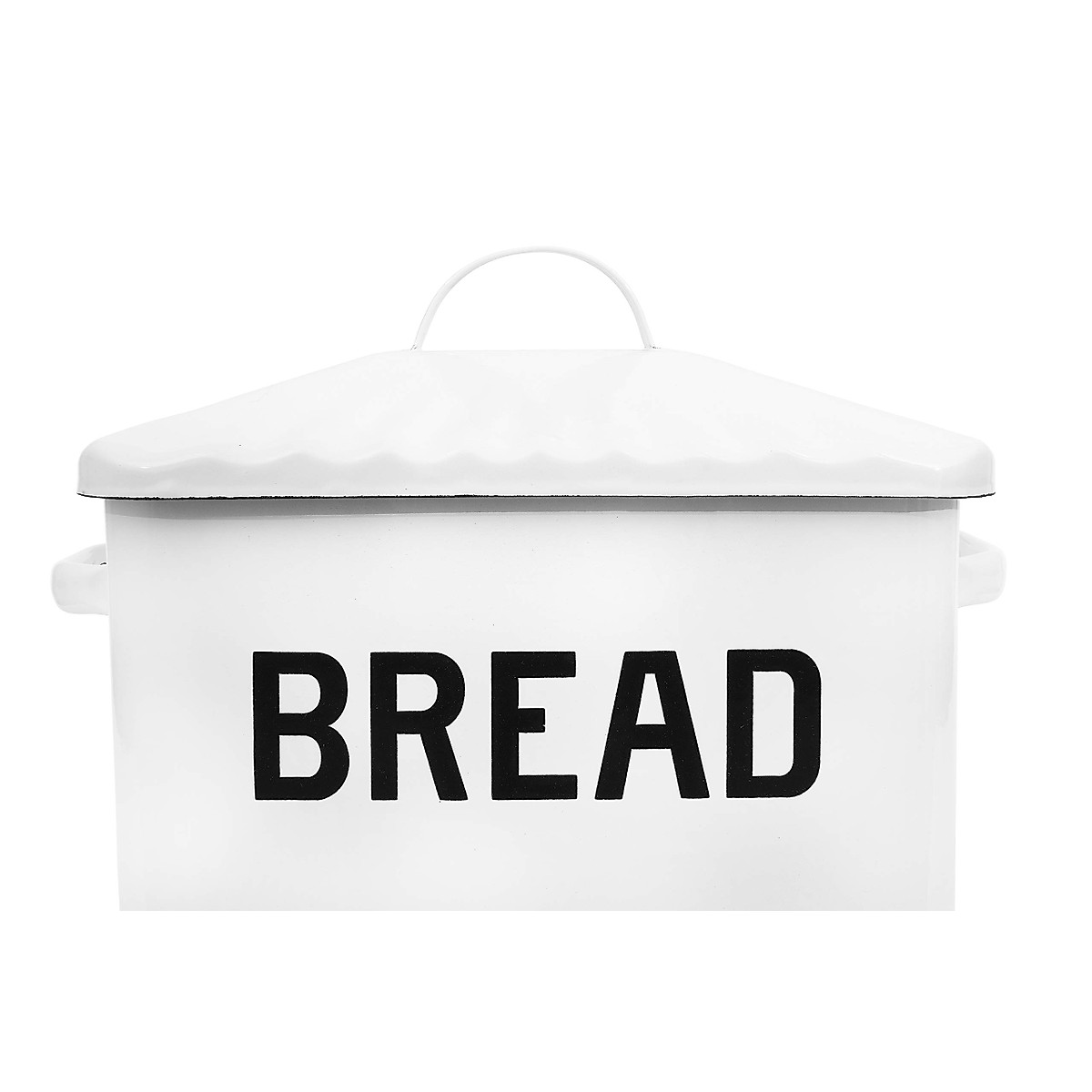 Creative Co-Op Farmhouse Enameled Metal Bread Box with "Bread" Message, White