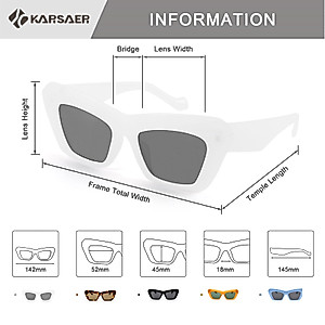 Karsaer Vision Retro Vintage Cateye Square Sunglasses Plastic Frame 90s sunglasses Stylish Classic 70s Eyewear