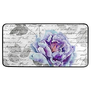 Watercolor Blue and Purple Peony Kitchen Mat Rugs Cushioned Chef Soft Non-Slip Floor Mats Washable Doormat Bathroom Runner Area Rug Carpet