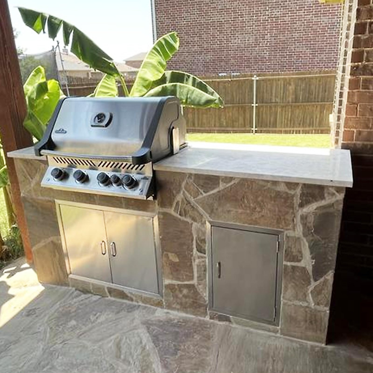 BBQ Future Outdoor Kitchen Access Doors 24W x 24H, Grill Double Door Brushed Stainless Steel Storage Cabinet for Grilling Station & BBQ Island