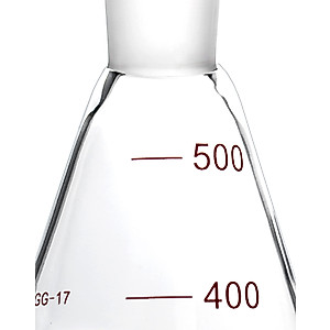 QWORK 500 mL Borosilicate Glass Erlenmeyer Flask, Thick Wall Flask with 24/40 Outer Joint