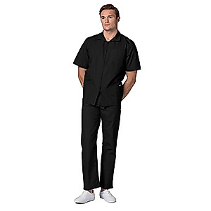 Adar Universal Scrubs for Men - Zippered Short Sleeved Scrub Jacket - 607 - Black - 2X