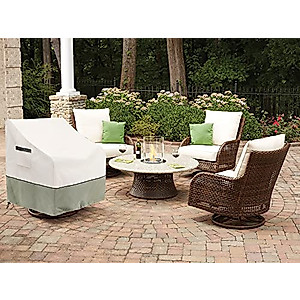 LSongSKY Outdoor Swivel Lounge Chair Cover,100% Waterproof Heavy Duty Outdoor Chair Covers,(33 L x 37 W x 38.5 H inches) Patio Furniture Cover for Swivel Patio Lounge Chair,White&Grayish Green