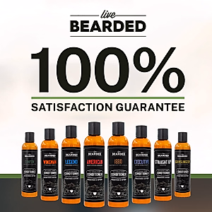 Live Bearded Beard Conditioner for Men - 1880 Scent Facial Hair Conditioner, 8oz - All-Natural Beard Softener with Biotin, Coconut Oil, & Argan Oil - Strengthens & Softens, Made in USA