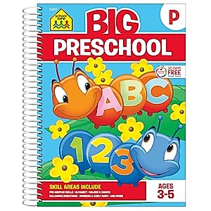 School Zone - Big Preschool Workbook - 320 Spiral Pages, Ages 3 to 5, Colors, Shapes, Numbers, Early Math, Alphabet, Pre-Writing, Phonics, Following Directions, and More (Big Spiral Bound Workbooks)