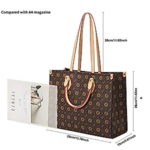 Alena Culian Womens Leather Handbag With Shoulder Strap Large Capacity Top Handle Tote Satchel Crossbody Shoulder Bags (Pattern Brown)