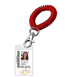 Lucky Line 2” Diameter Spiral Wrist Coil with Trigger Snap, Flexible Wrist Band Key Chain Bracelet, Stretches to 12”, Assorted Colors, 5 Pack (4071005)