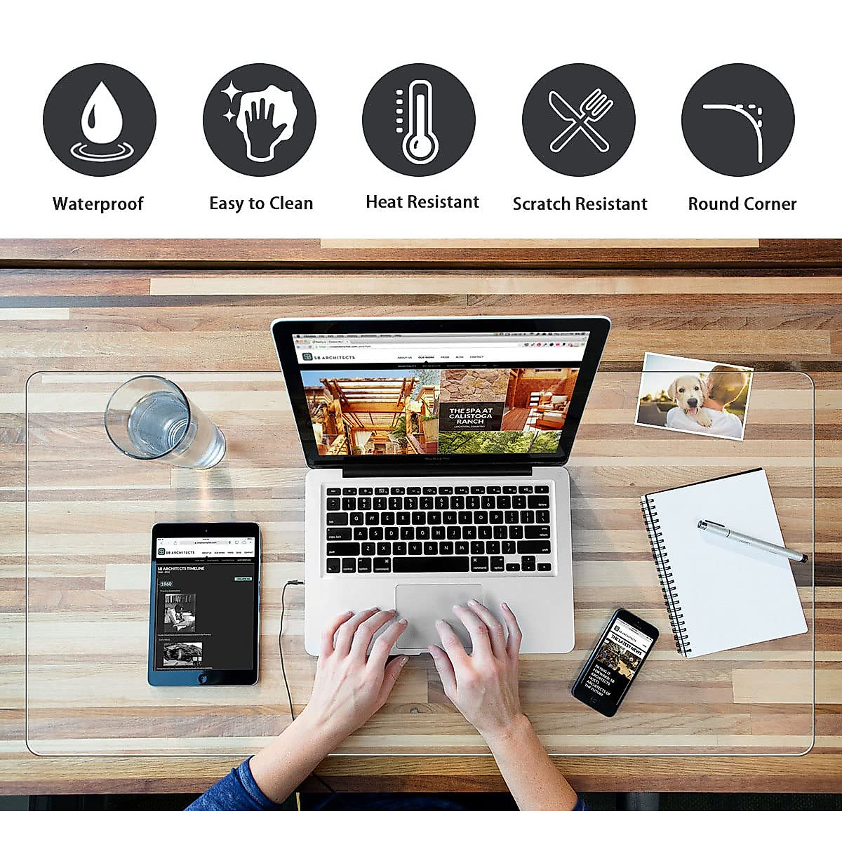 ProValley Clear Desk Pad Blotter 16 × 32 Inches Transparent Plastic Desk Mat 1.5mm Thick Rectangular PVC Desk Cover Vinyl Table Protector for Office Computer Writing Desk Tabletop Dresser Night Stand