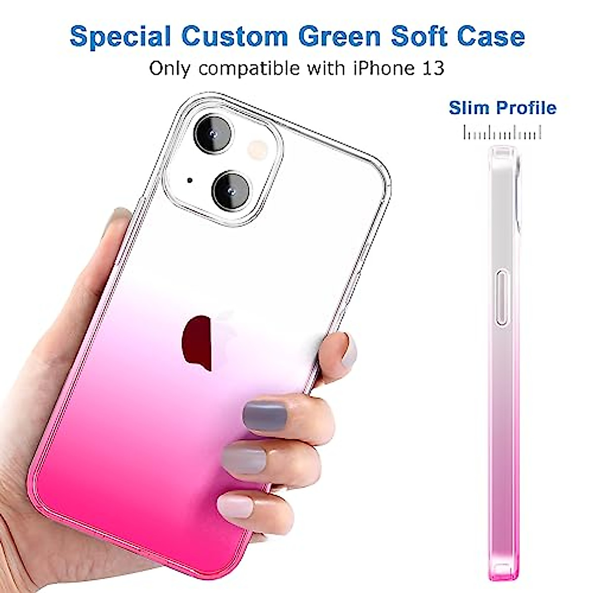 JJGoo Compatible with iPhone 13 Mini Case, Soft Transparent Shockproof Protective Slim Thin Bumper Phone Cover for iPhone 13 Mini - 5.4 inch, Gradient Pink