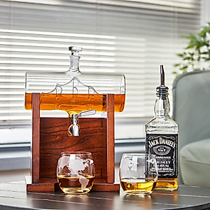 Glolaurge Whiskey Decanter with 2 Globe Glasses, 1250ml Ship Whiskey Decanter Set for Men, Liquor Bourbon Decanter Gift for Him