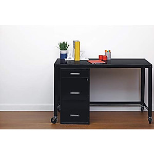 Office Dimensions 18in. Deep 3 Metal Organizer Pencil Drawer SOHO Vertical File Cabinet, Black