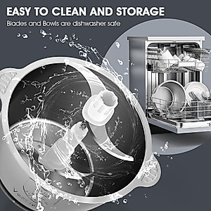 Food Processors, Mini Meat Grinder & Veggie Chopper with 2 Bowls (8 Cup+8 Cup), Electric Food Chopper with 2 Sets of Bi-Level Blades for Meat, Vegetables, Fruits and Nuts