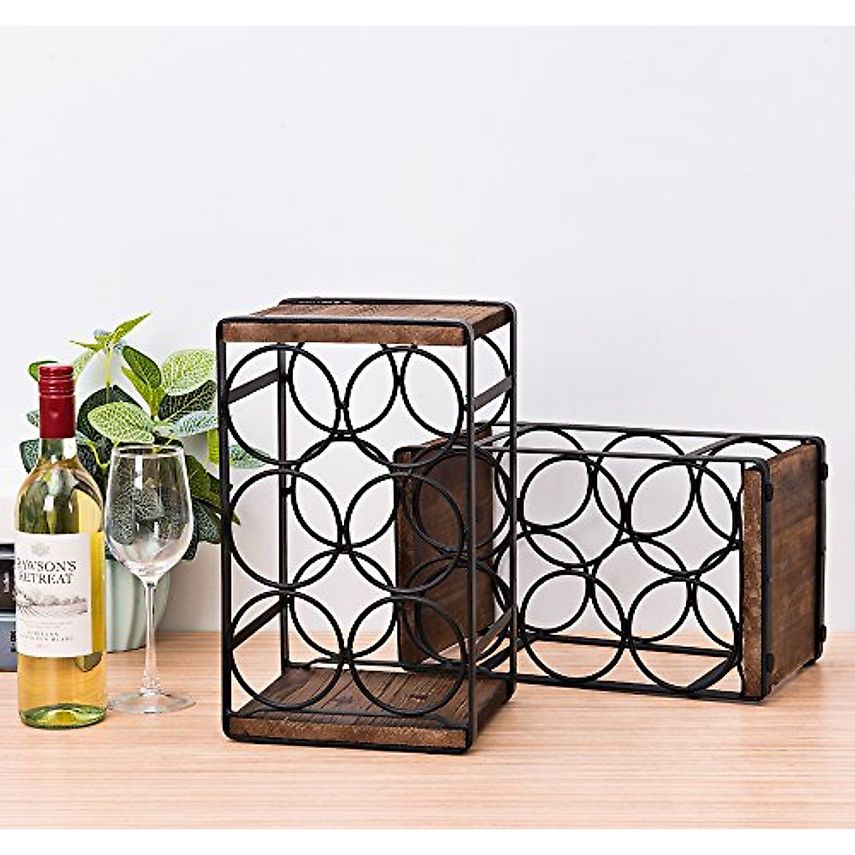 Soduku Rustic Wood Countertop Wine Rack 6 Bottles No Need Assembly