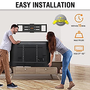 ELIVED TV Wall Mount for Most 37-82 Inch Flat Screen TVs, Swivel and Tilt Full Motion TV Mount Bracket with Articulating Dual Arms, Max VESA 600x400mm, 100 lbs. Loading, Fits 16" Wood Studs, YD3003