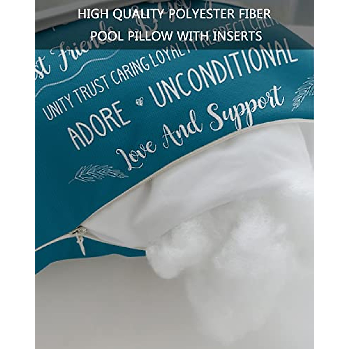 Recliner Head Pillow Ledge Loungers Chair Pillows with Insert Quotes Luck to Have You of Friendship and Love Blue Lumbar Pillow with Adjustable Strap Patio Garden Cushion for Sofa Bench Couch, 2 PCS