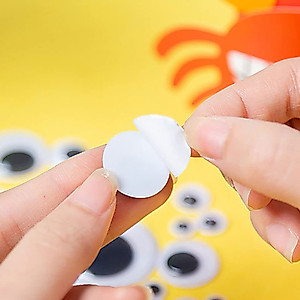 AOLDHYY Yuyuvan Wiggle Googly Eyes with Self Adhesive 50mm Sticker Sturdy Peel Off Cleanly No Glue Needed Decorate Vivid Effect for DIY Craft Fun Plastic Black and White Multi Sizes 10pcs