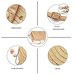 QRZEK Straw Crossbody Bag Straw Shoulder Bag Casual Beach Straw Handmade Bag for Women