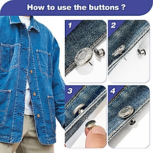 12 Sets Buttons pins for Loose Jeans，No Sew Jeans Button Replacement，Pants Button Tightener for Waist，Button Pins for Jeans to Make Smaller,Women's Novelty Buttons，Reusable and Adjustable