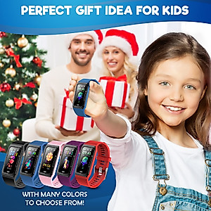 Inspiratek Kids Fitness Tracker for Girls and Boys (Age 5-16) - Waterproof Fitness Watch for Kids with Heart Rate Monitor, Sleep Monitor, Calorie Counter and More - Kids Activity Tracker (Blue)