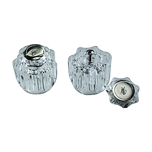 Grandiance Faucet Handles, Bathtub Faucet Knobs, Complete Faucet Rebuild Trim Kit Compatible with Delta/Delex faucets, Hot and Cold Faucet Replacement Handles in Clear Acrylic, 1 Kit