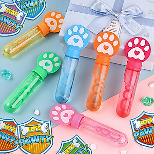 Winrayk 24Pcs Paw Print Bubble Wands for Kids Bubbles Party Favors Mini Bubbles Bulk Valentines Day Easter Goodie Bag Stuffers Christmas Birthday Gift Toy Dog Party Favors Supplies (with 24 Gift Card)