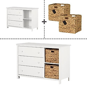 South Shore Cotton Candy 3-Drawer Dresser with Baskets, Pure White