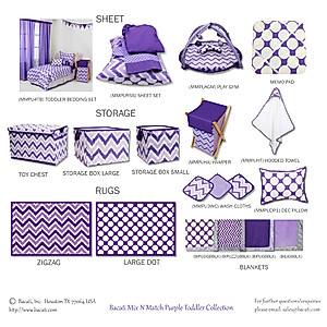 Bacati Solid Purple Fitted Crib Sheet 28" x 52", Soft Breathable Girls 100% Cotton Percale Sheet, Purple, for Girls, Fits US Standard Crib and Toddler Bed mattresses