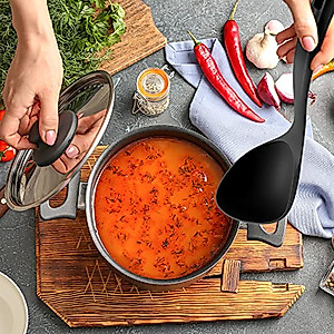 Zulay Soup Ladle Spoon with Comfortable Grip - Cooking and Serving Spoon for Soup, Chili, Gravy, Salad Dressing and Pancake Batter - Large Nylon Scoop & Soup Ladel Great for Canning and Pouring