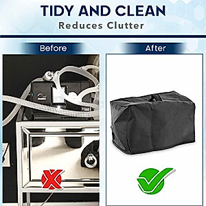 CPAP Dust Cover + Medical Tag for Luggage Bundle- Protective Clean Cover to fit on Continuous Positive Airway Pressure Machine - Travel Safety Accessory (Black)