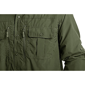 MAGCOMSEN UV Protection Shirts for Men Fishing Shirts for Men Long Sleeve Shirts for Men Hiking Shirts Work Shirts Army Green XL