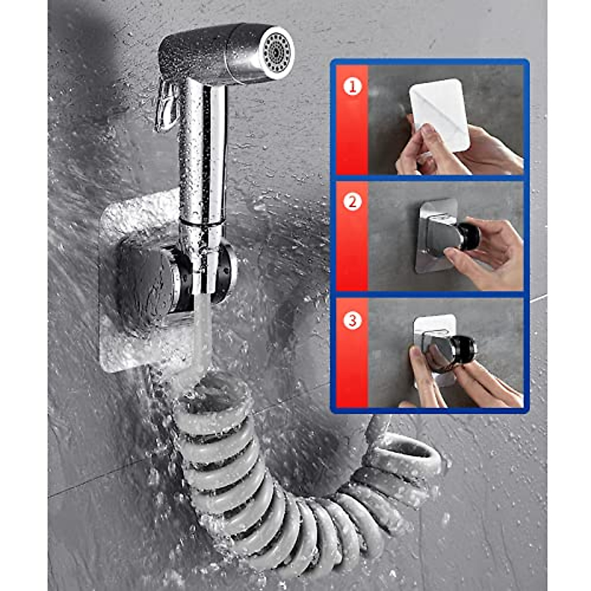 ZLOCYIVHE Bidet Sprayer kit for Toilet Diaper Bidet Toilet Sprayer Toilet Bidet Sprayer Handheld Bathroom Shower Head Hose 3.5M Telescopic Hose Water Divider with Bracket,Chrome