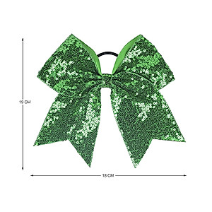 Xansema Women Girls Kids Teens Sequins Hair Bows Elastic Hair Tie Ribbon Large Cheer Bow Ponytail Holder Hair Band (Deep Purple)