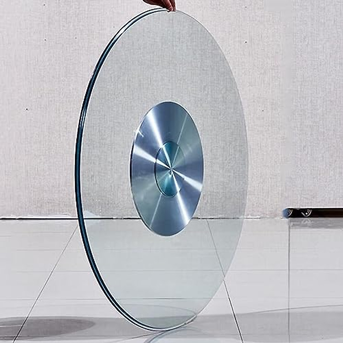 DOUKI Glass Rotating Tray 36inch Tabletop Rotating Serving Tray, Thick Glass Lazy Susan Heavy Duty Turntable, Large Lazy Susan For Dining Table (Size : 60cm(24inch))