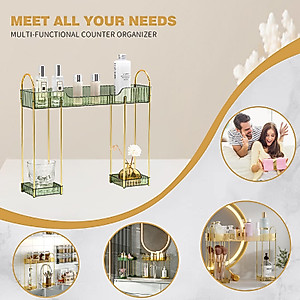 GHWMYD Bathroom Counter Organizer Cosmetics Skincare Shelf Organizer Bathroom Organizer Countertop Makeup Organizer Bathroom Shelf Organizer on The Faucet for Bathroom Kitchen Dresser （Green）