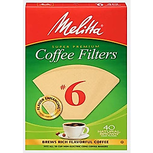 Melitta 6 Cone Coffee Filters, Unbleached Natural Brown, 40 Count (Pack of 12) 480 Total Filters Count - Packaging May Vary
