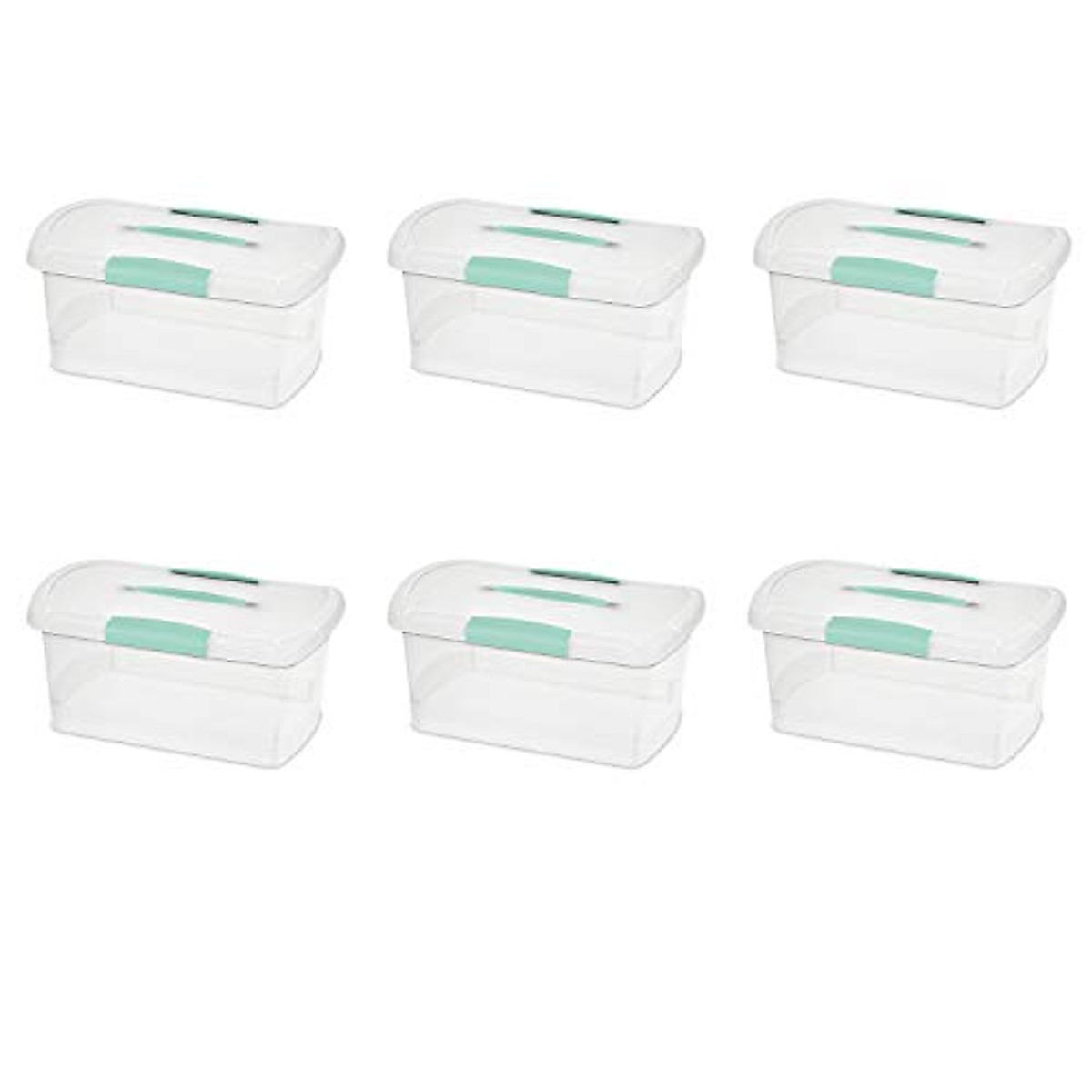 Sterilite 18748606 Medium Nesting ShowOffs, Clear with Blue Aquarium Handle and Latches, 6-Pack