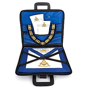 Masonic Hand Embroidered Past Master Masonic Apron carrying Case with Handle [BLACK]