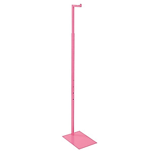 SSWBasics Adjustable Pink Costumer Stand – Single Arm Clothes Rack - Retail Clothing and Garment Display Stand – Ideal For Showcasing Hanging Items In Thrift Shops, Boutiques and Retail Stores