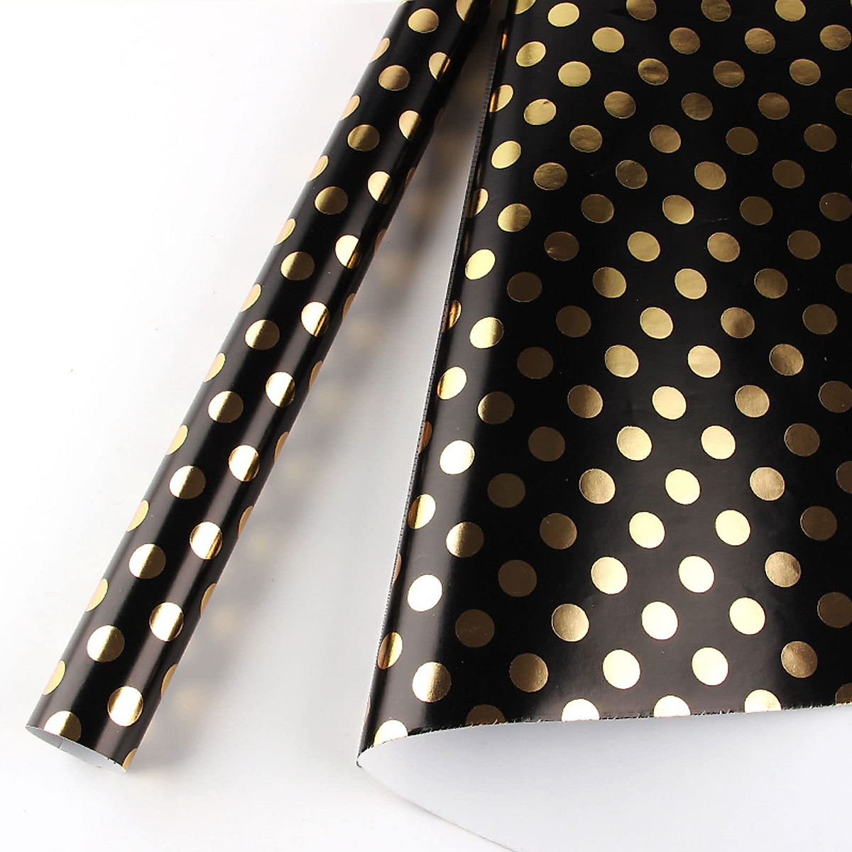Tim&Lin Wrapping Paper Sheets - Black Gold Polka Dot Gift Wrapping Paper for Birthday Party, Bridal Baby Shower,Wedding,Women,Men,Boy,Girl,All Celebrate Occasions,4 Sheets
