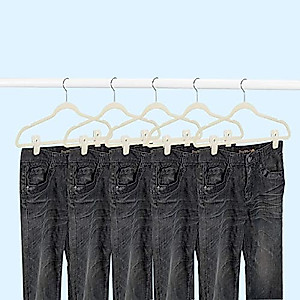 TOFIIGREM Velvet Hanger Clips for Velvet Hangers - 20 PCS Beige Non-Slip Velvet Clip for Pants Suit Skirt Hanger, Strong Velvet Clips Fit for Ivory Velvet Hangers