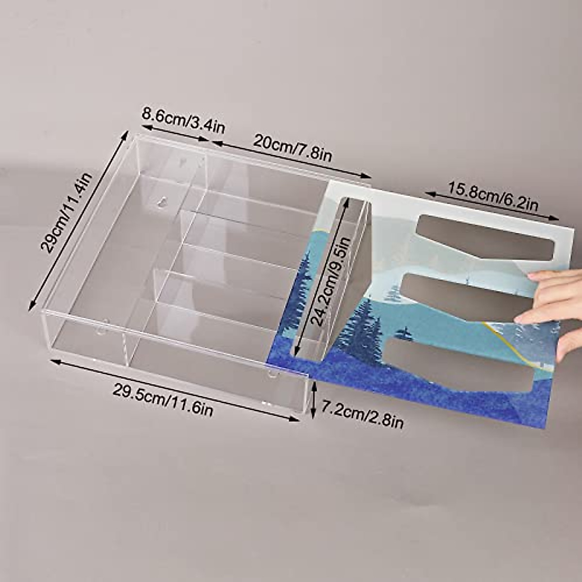 Plastic Bag Organizer Kitchen Acrylic 4 Slots Storage Bag Holder Baggie Organizers for Drawer Counter Pantry, Green Mountain