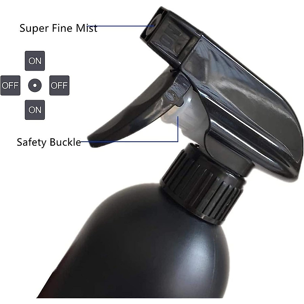 PEPAXON Plastic Spray Bottle for Hair Plant Mister Spray Bottle Cleaning Spray Bottle 500ml Black Pack of 2 17OZ (2)