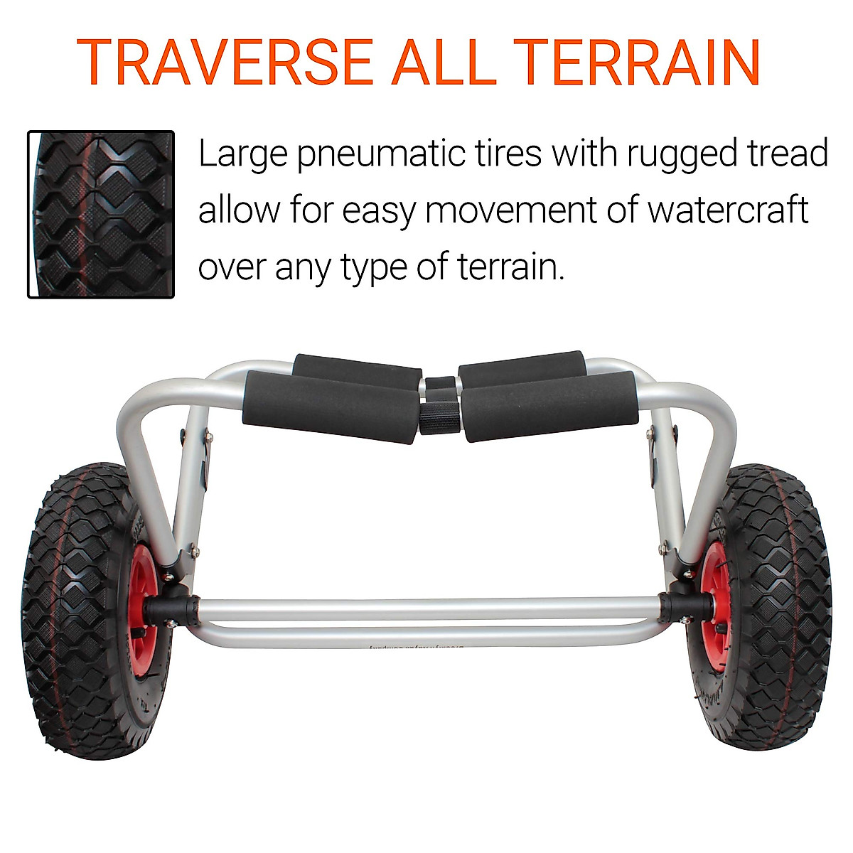 BKC UH-KC271 Two-Wheeled Cart for Kayaks, Stand Up Paddle Boards, Canoes - Easy Overland Transport at the Lake, Beach, or Reservoir