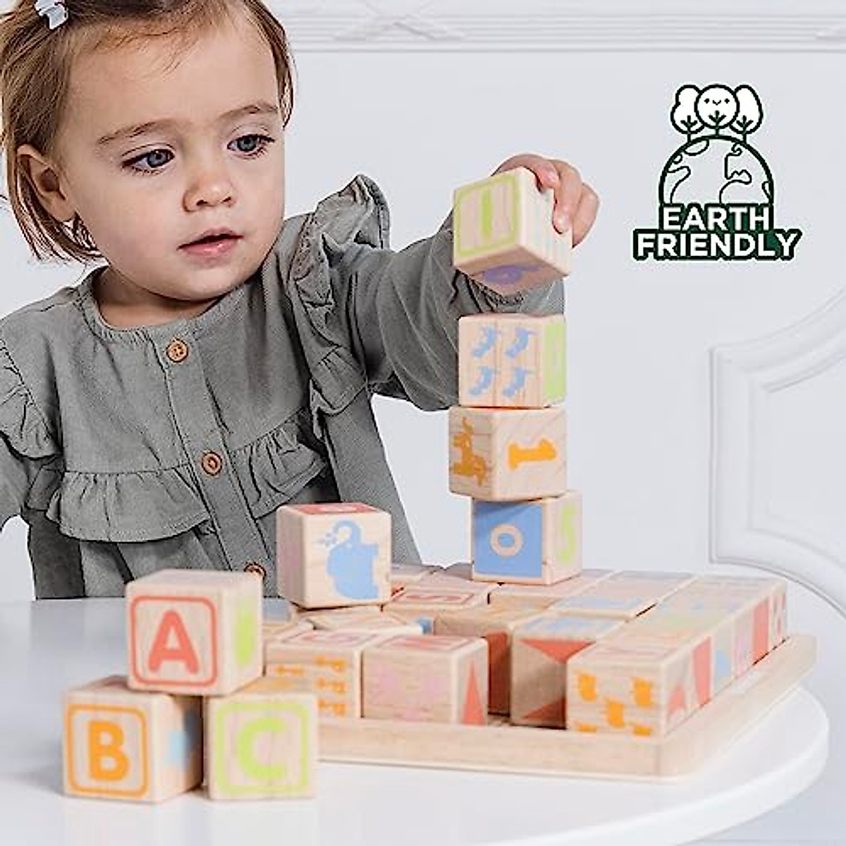 Le Toy Van - Petilou Wooden Educational ABC Wooden Blocks | Educational Wood Toys for Toddlers and Babies | Suitable for A Boy Or Girl 1 Year Old +
