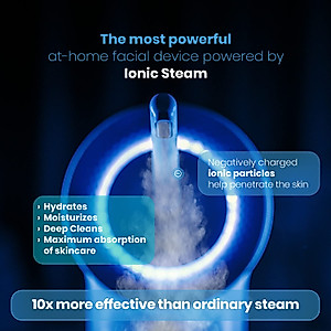 NanoSteamer Clinical - 10-in-1 Smart Steam Dermatologist Grade Ionic Facial Steamer with 2 Multi-Position Steam Nozzles - Digital LCD Screen - Extraction Set - 6 Pre-Programmed Professional Modes