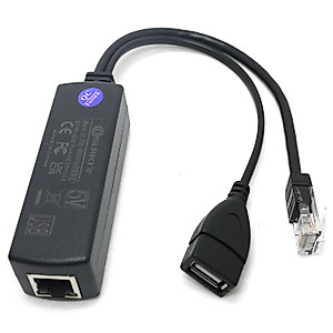 DSLRKIT Active PoE Splitter 48V to 5V 2.4A USB Type A Female 802.3af Power Over Ethernet
